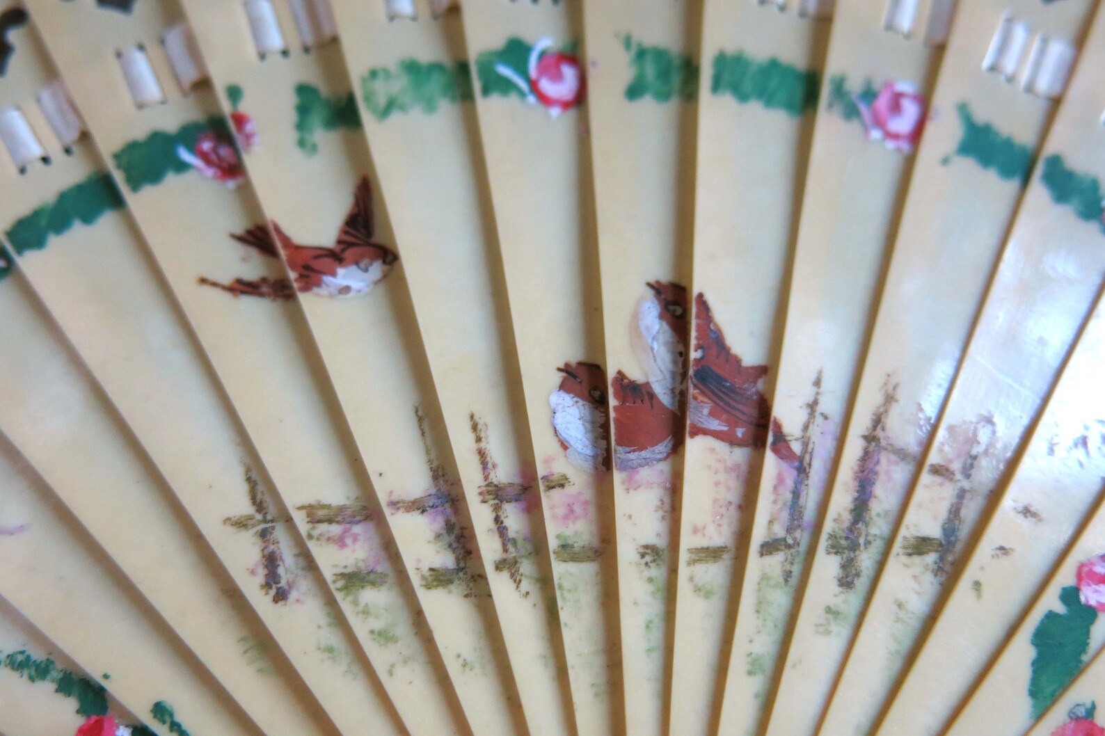 Vintage Celluloid Fan Painted Bird Ladies Fan Brown Sparrow | Etsy