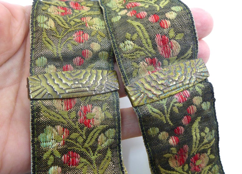 Vintage Repro Victorian Suspenders, Fancy Gold Metallic Brocade Ribbon ...
