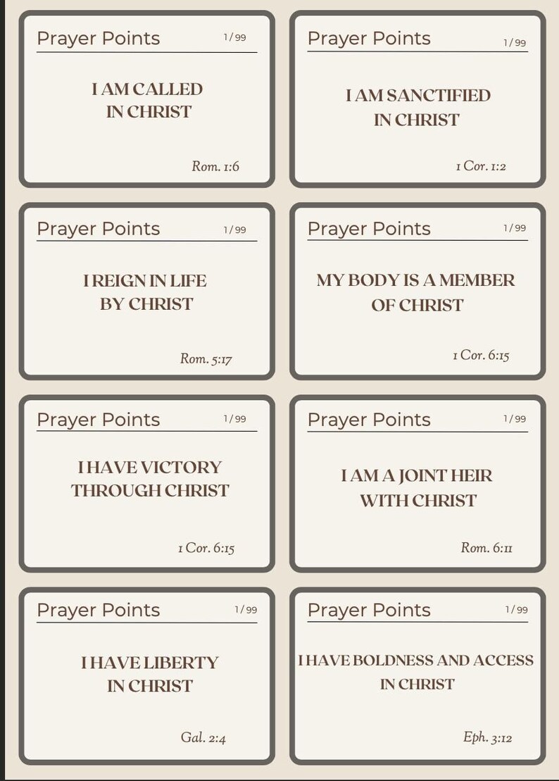Bible Declarations Printable Christian Prayer Starter Cards Modern ...