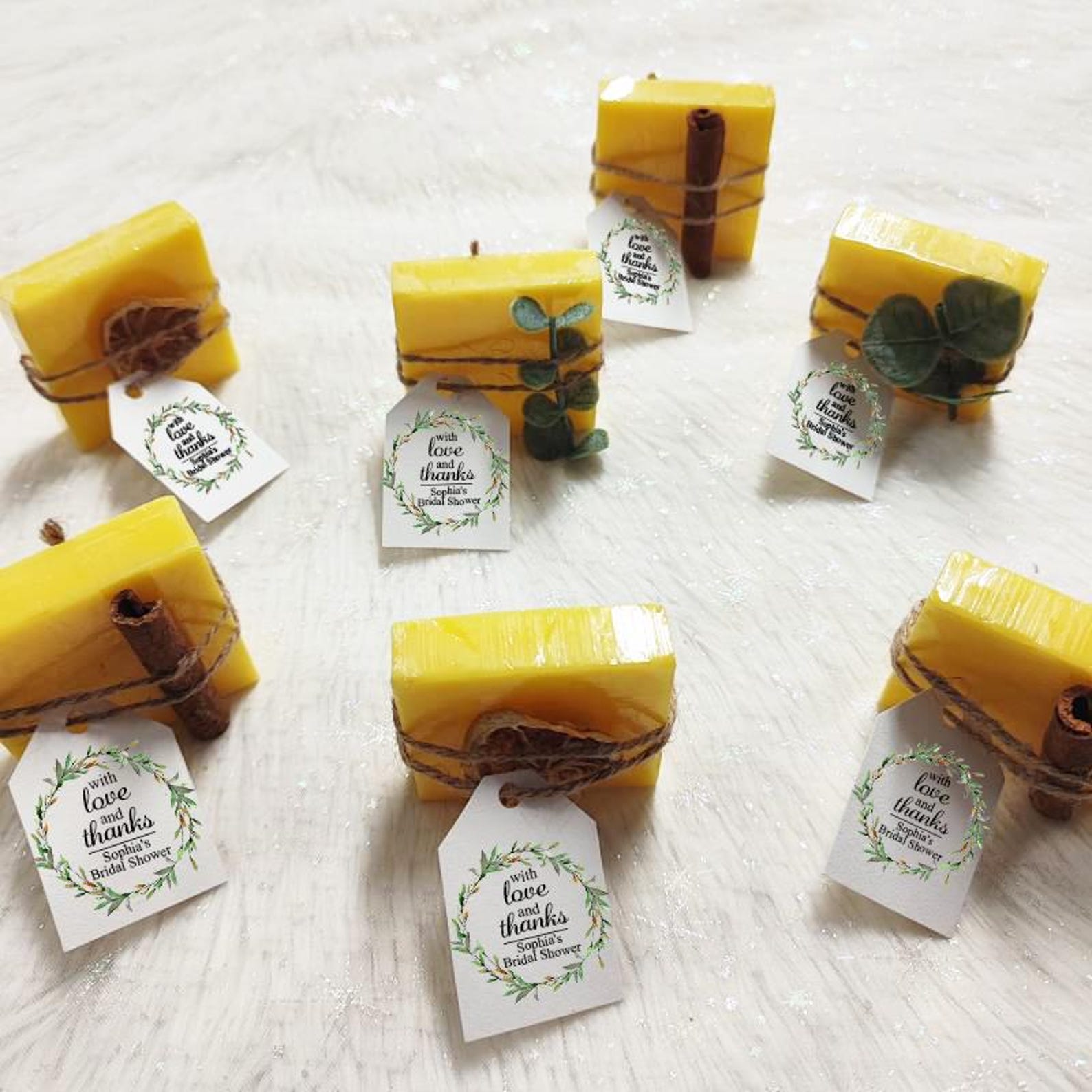 Set of 20 Custom Soap Favors, Soap With Label, Dried Lemon Slices ...