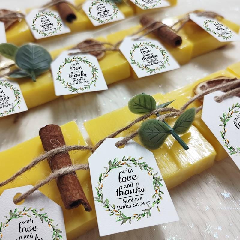 Set of 20 Custom Soap Favors, Soap With Label, Dried Lemon Slices ...
