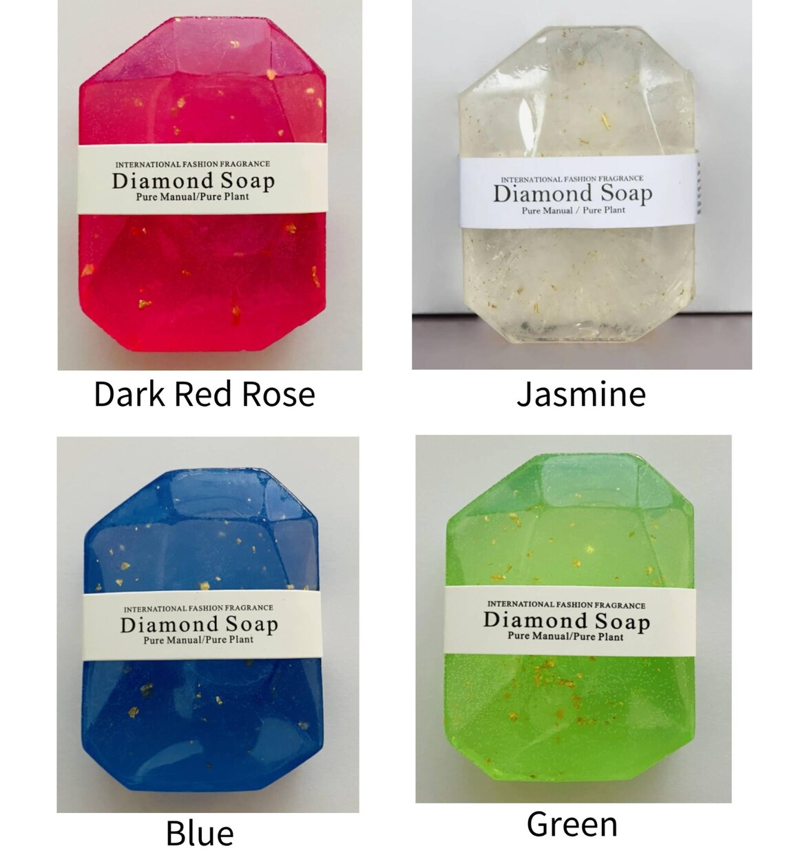 Diamond Handmade Soap, Transparent Organic Bar Soap, Scented Colorful ...