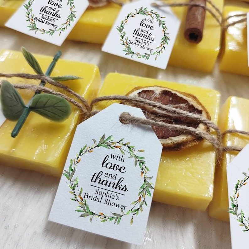 Set of 20 Custom Soap Favors, Soap With Label, Dried Lemon Slices ...