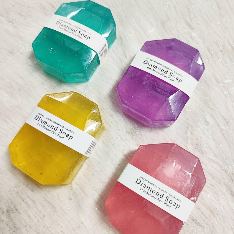 Diamond Handmade Soap, Transparent Organic Bar Soap, Scented Colorful ...