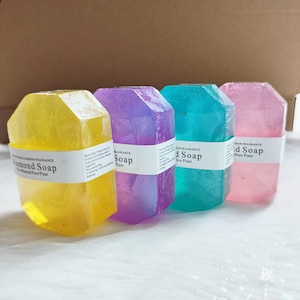 Diamond Handmade Soap, Transparent Organic Bar Soap, Scented Colorful ...