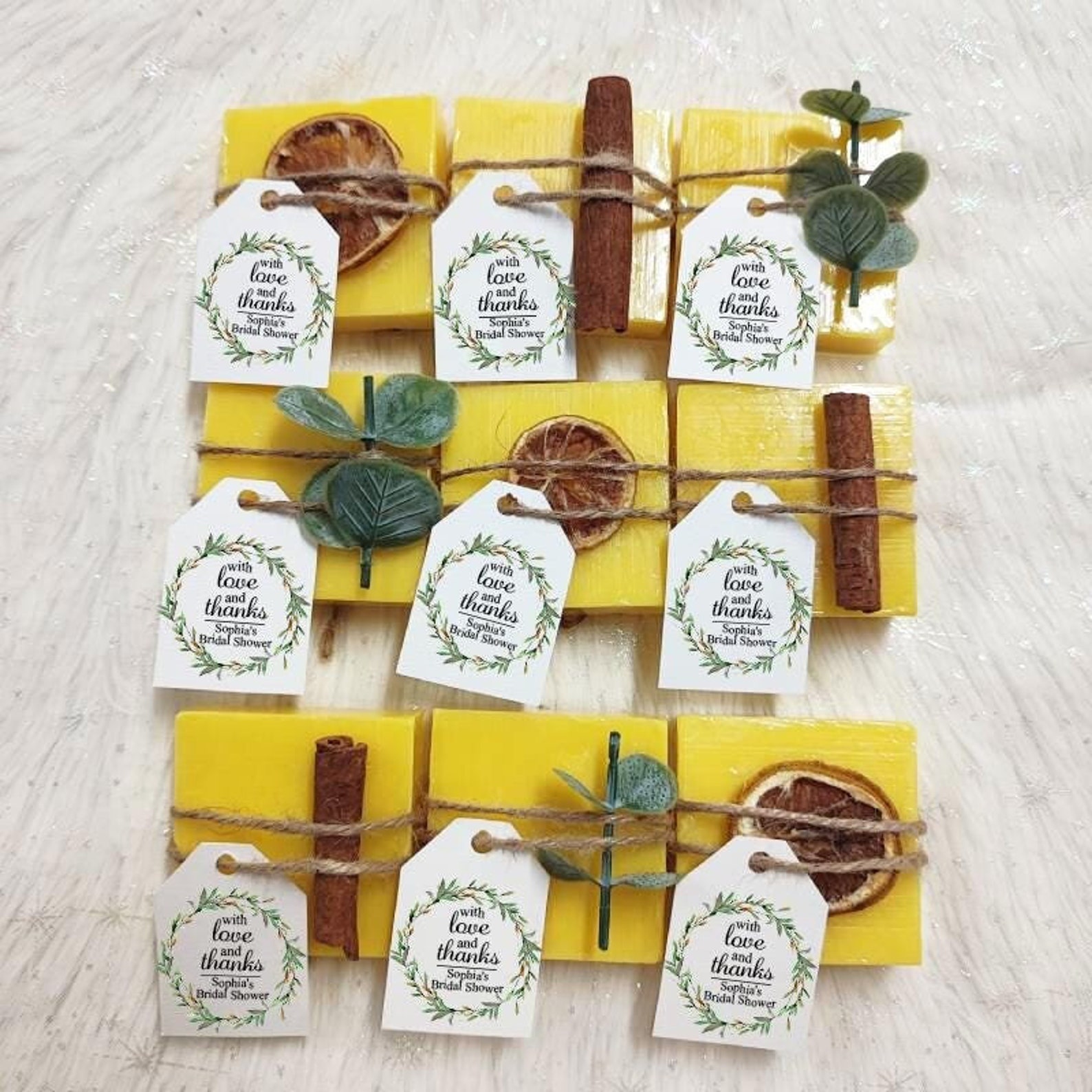 Set of 20 Custom Soap Favors, Soap With Label, Dried Lemon Slices ...
