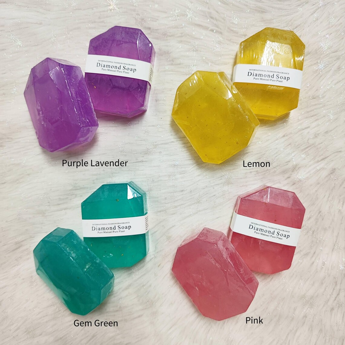 Diamond Handmade Soap, Transparent Organic Bar Soap, Scented Colorful ...