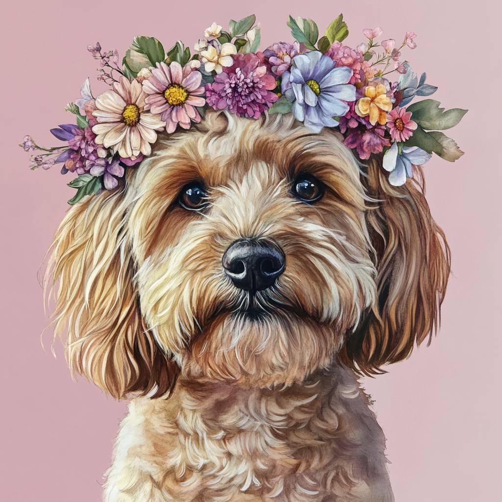 Watercolour Cockapoo Floral Digital Art - Etsy