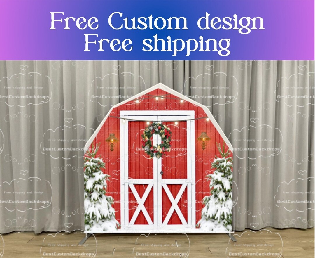 Barn Backdrop Farm Barn Arch Fabric Print Christmas House Backdrop ...