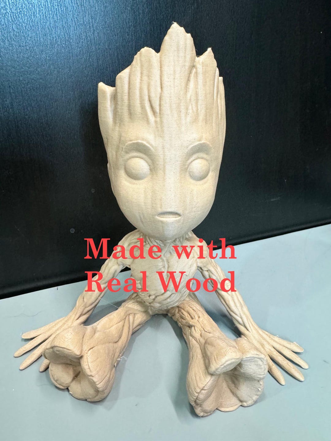 REAL Wood--baby Groot Air Plant Holder, Groot Desk Decor, Sitting Groot ...