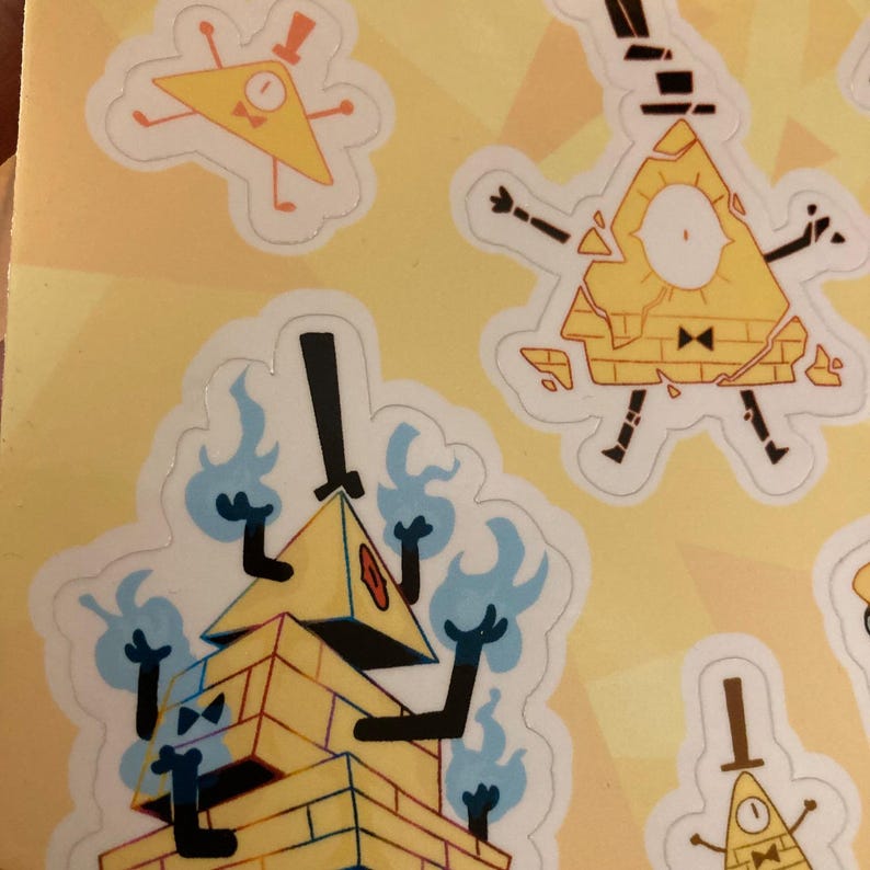 Bill Cipher Sticker Sheet 5x7 Waterproof Vinyl Gravity Falls Book of ...
