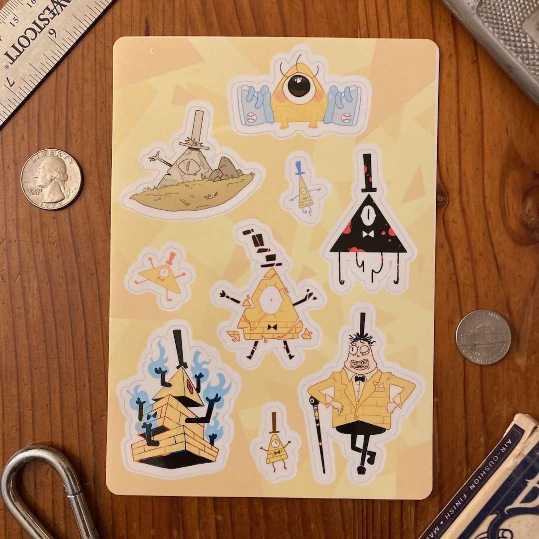 Bill Cipher Sticker Sheet 5x7 Waterproof Vinyl Gravity Falls Book of ...