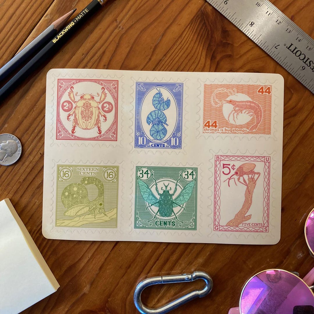 Bugstamps Sticker Sheet Vinyl Waterproof Dishwasher Safe 5x7 Sheet Bugs ...