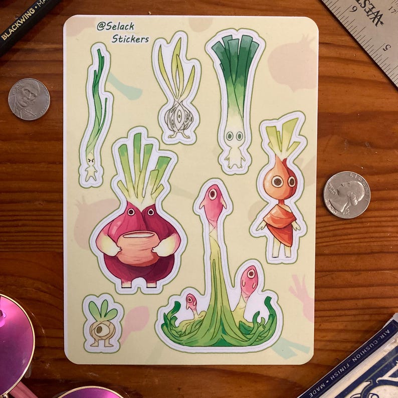 Cute Onion Sticker Sheet Vinyl Waterproof Dishwasher Safe 5x7 Sheet ...