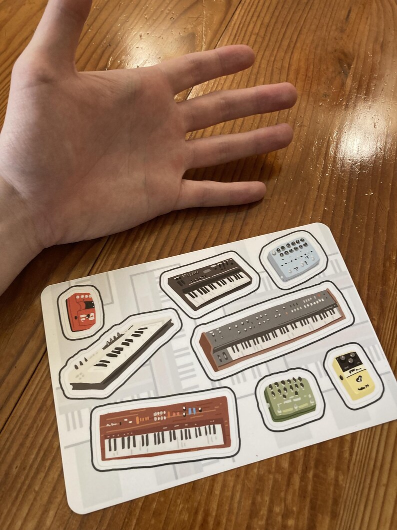 Keyboard Synths and Pedals Sticker Sheet Vinyl Waterproof Dishwasher ...