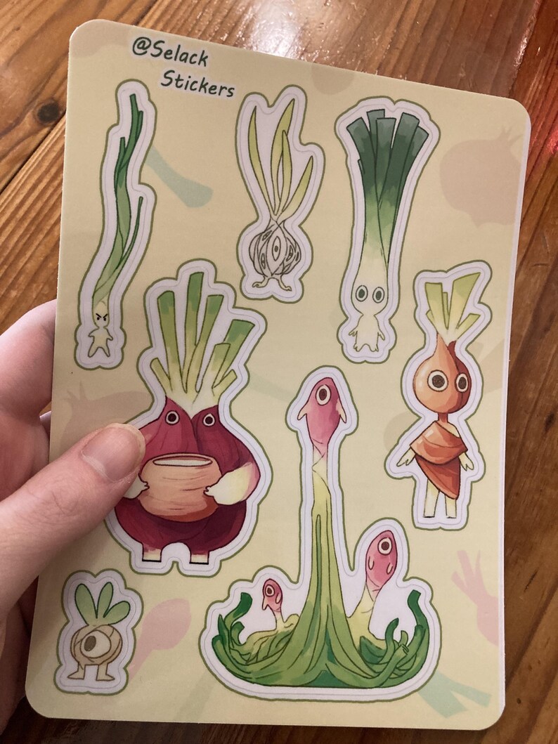 Cute Onion Sticker Sheet Vinyl Waterproof Dishwasher Safe 5x7 Sheet ...