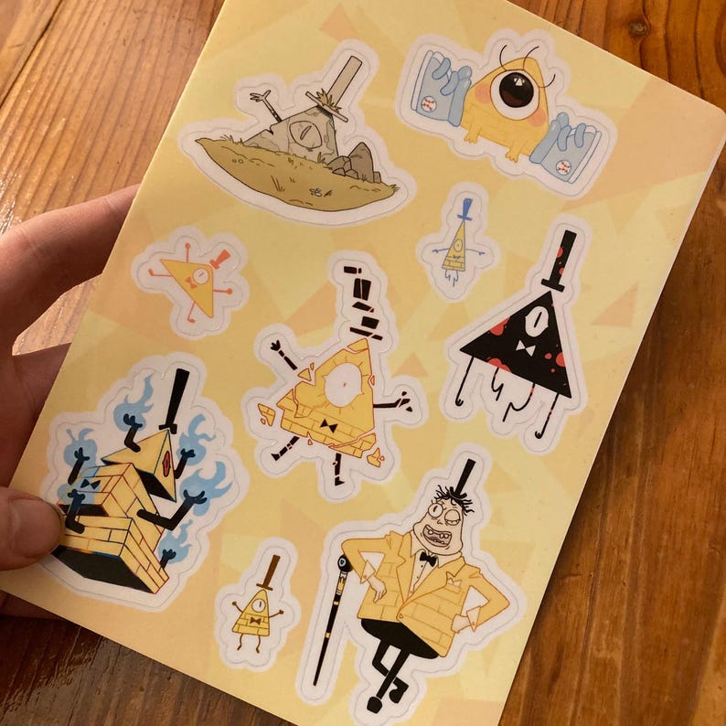 Bill Cipher Sticker Sheet 5x7 Waterproof Vinyl Gravity Falls Book of ...
