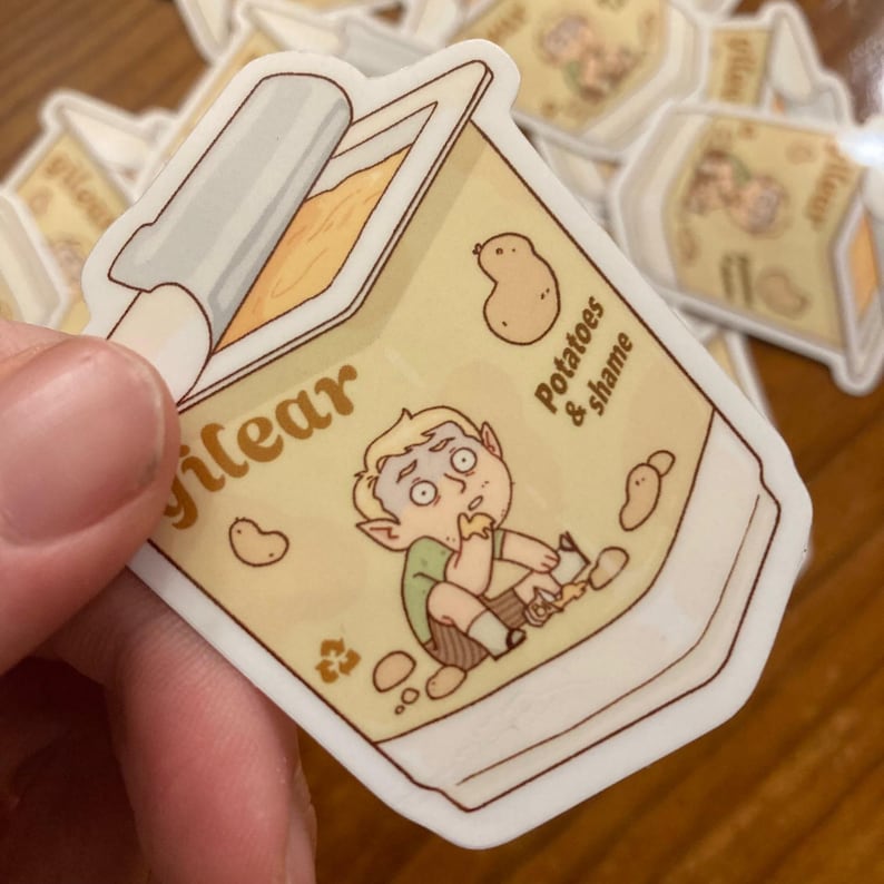 Sad Tired Elf Man Yogurt High Fantasy Sticker 2.5" Vinyl Waterproof ...