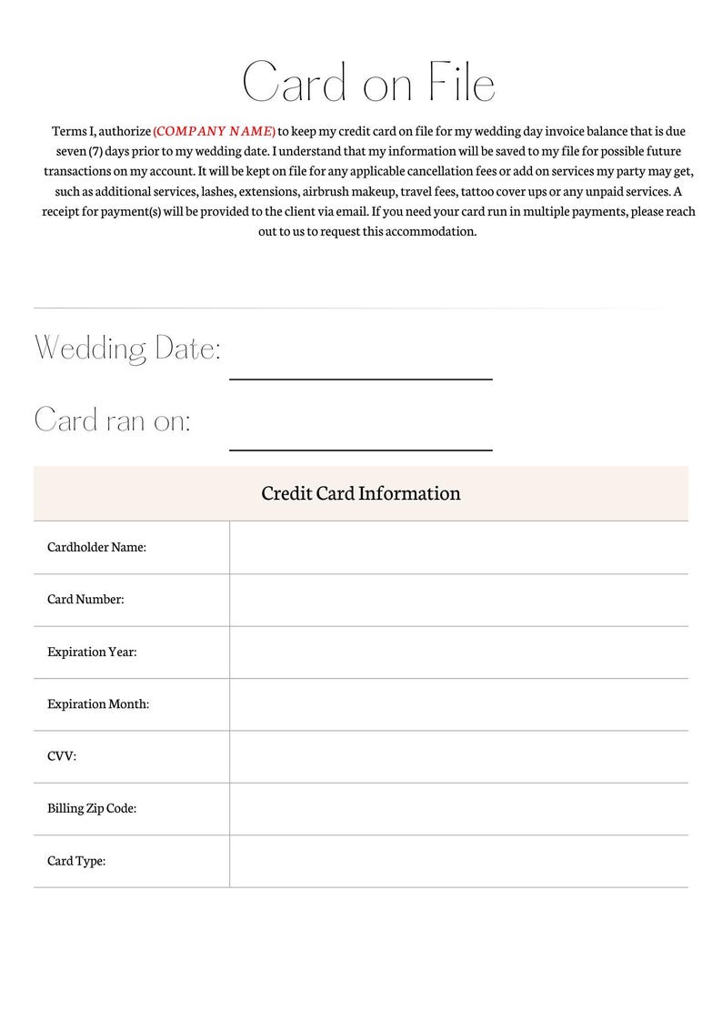 Bridal Hair and Makeup Service Agreement for Brides, Wedding Contract ...