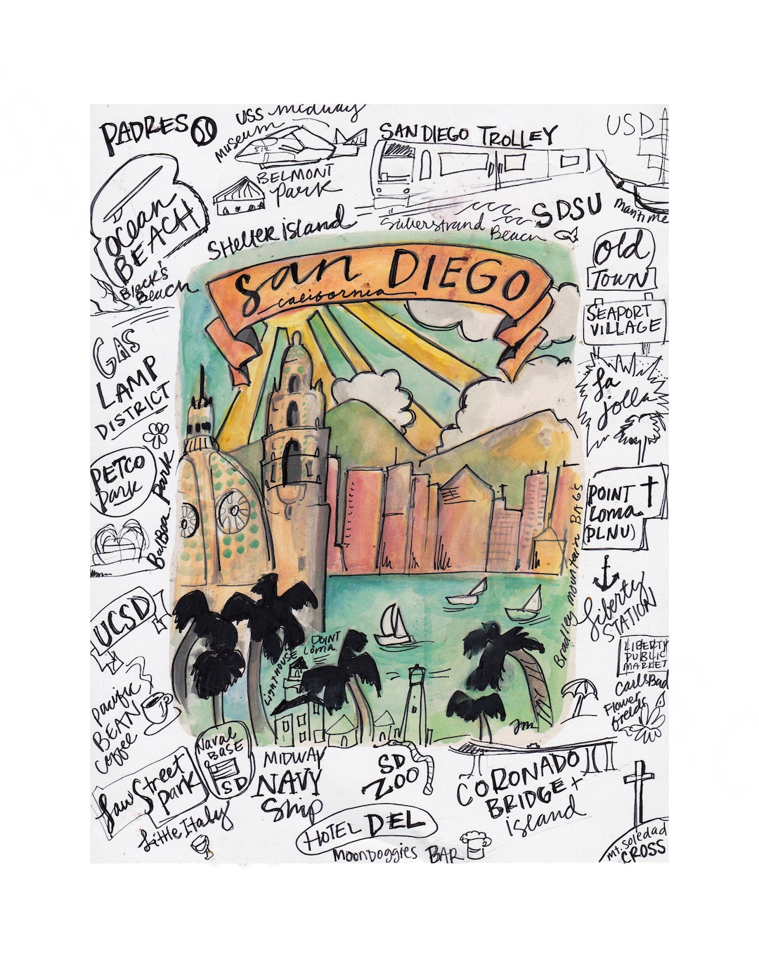 San Diego, San Diego Art, San Diego Print, San Diego Love, San Diego ...