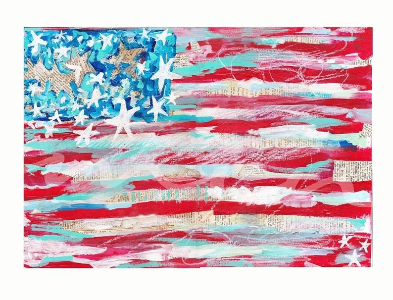 American Flag Flag Painting Abstract Flag Art American - Etsy