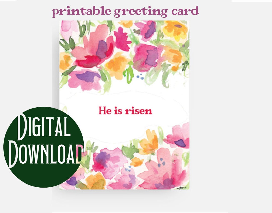 He is Risen Card, Easter Download, Printable Card, Printable Card ...