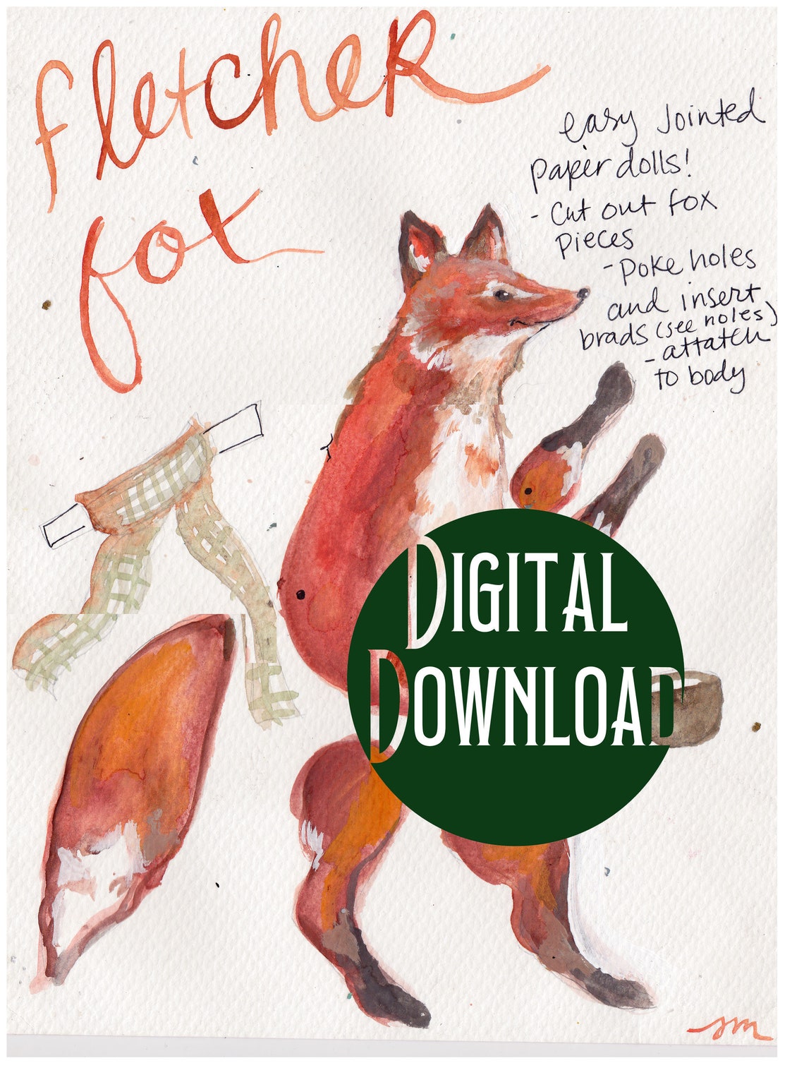 Fletcher Fox Downloadable Paper Doll, Paper Doll, Printable Paper Doll ...
