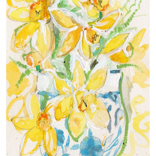 Daffodil Bouquet Drawing - Etsy