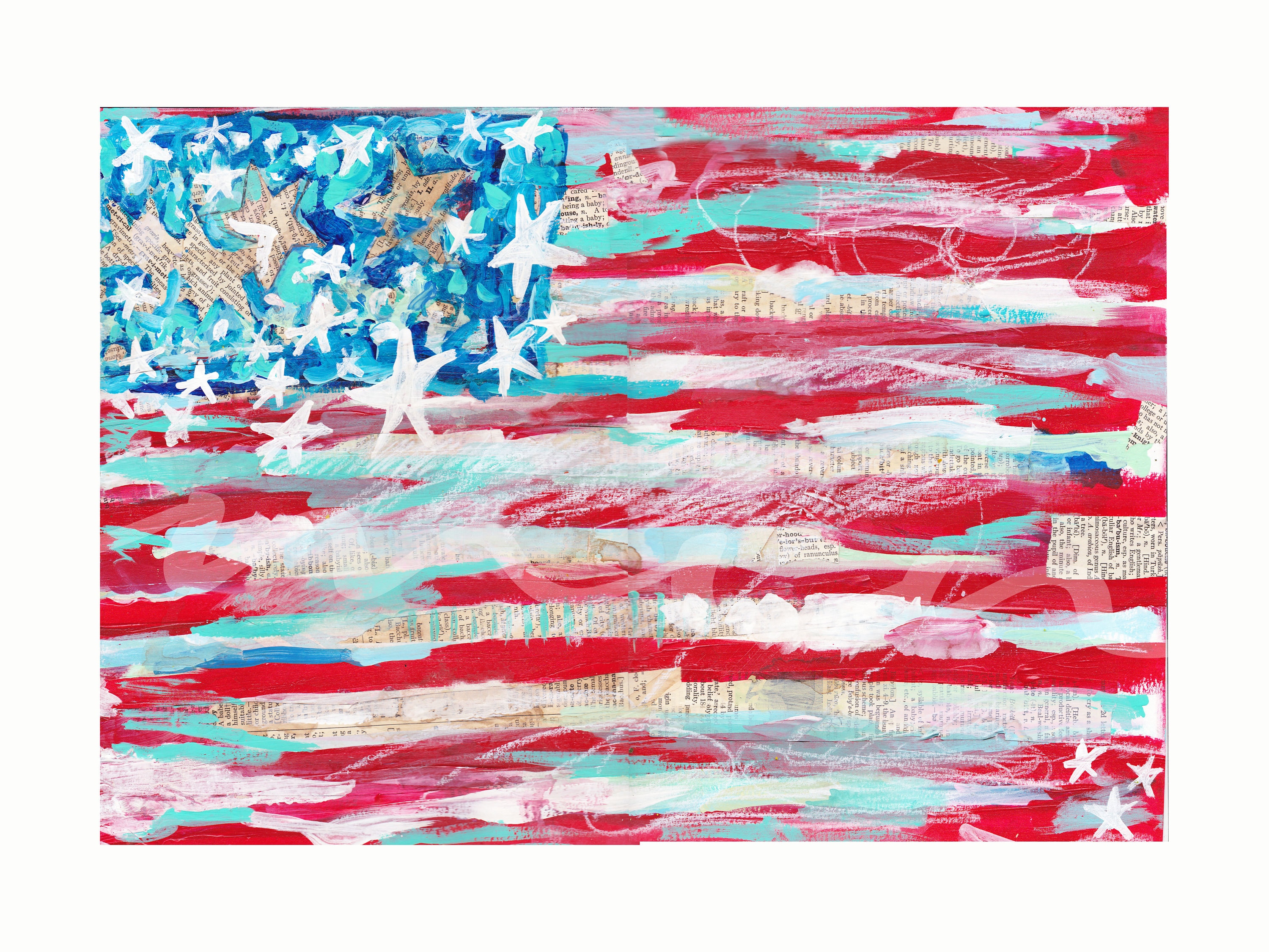 American Flag Abstract Painting