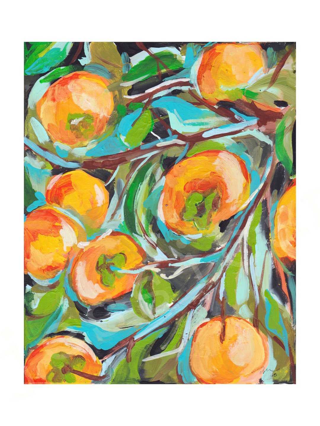 Persimmon Artwork, Persimmons, Persimmon Painting, Persimmon Print ...