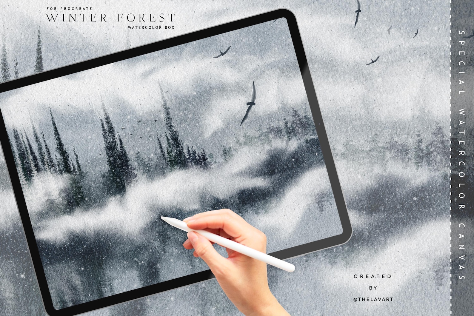 Watercolor Winter Forest Landscape Procreate Brushes / Environment ...
