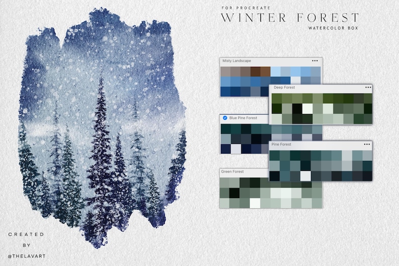 Watercolor Winter Forest Landscape Procreate Brushes / Environment ...