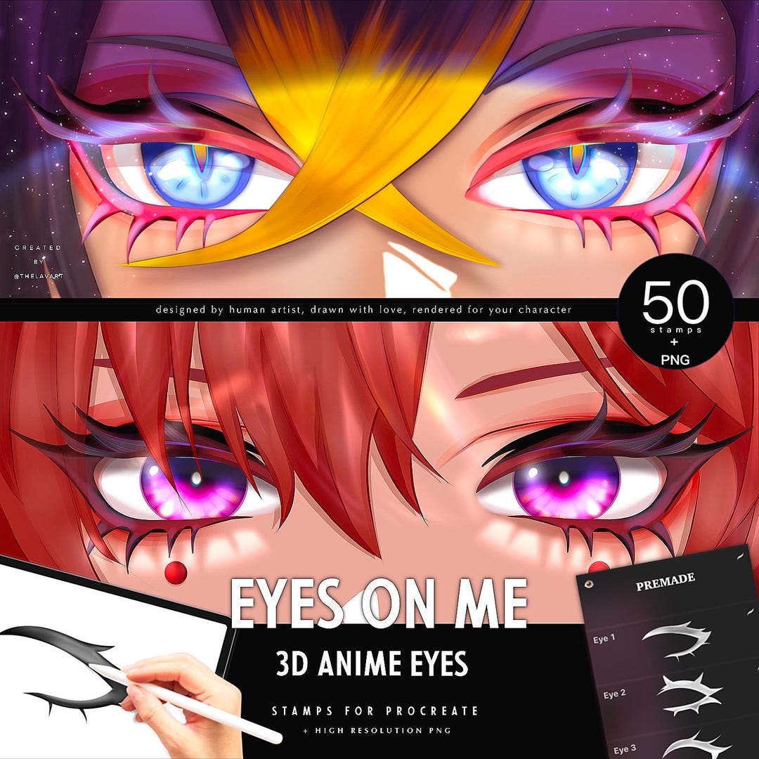 50 Procreate Anime Eyes Stamps | Procreate Cartoon Stamps L Procreate ...