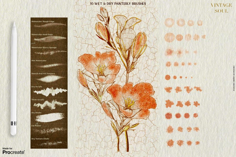 Vintage Procreate Brushes / Whimsical Illustration Brushes for ...