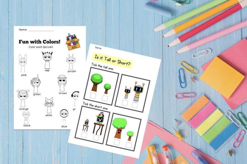 Sprunki Themed Printable Worksheets, Kindergarten Preschool Activity ...