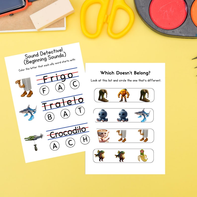 Italian Brain Rot Themed Printable Kindergarten Preschool Worksheets ...