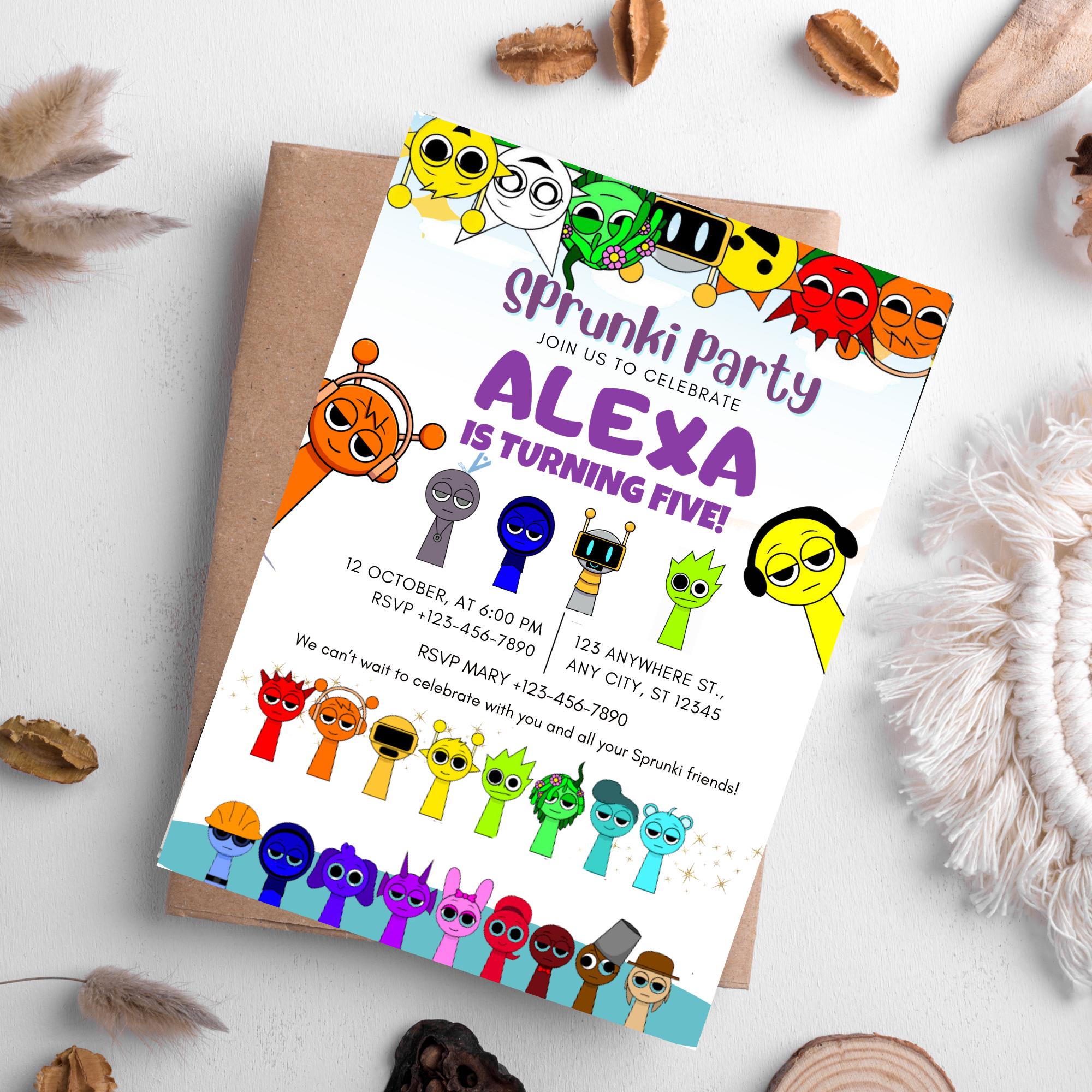Sprunki Birthday Invitation Template | Editable Party Invite (digital ...