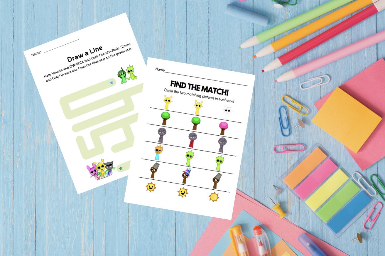 Sprunki Themed Printable Worksheets, Kindergarten Preschool Activity ...