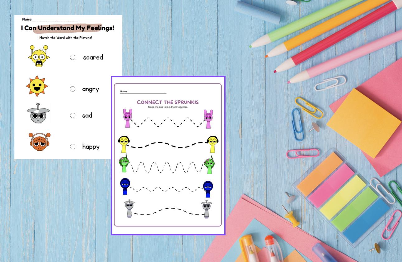 Sprunki Themed Printable Worksheets, Kindergarten Preschool Activity ...