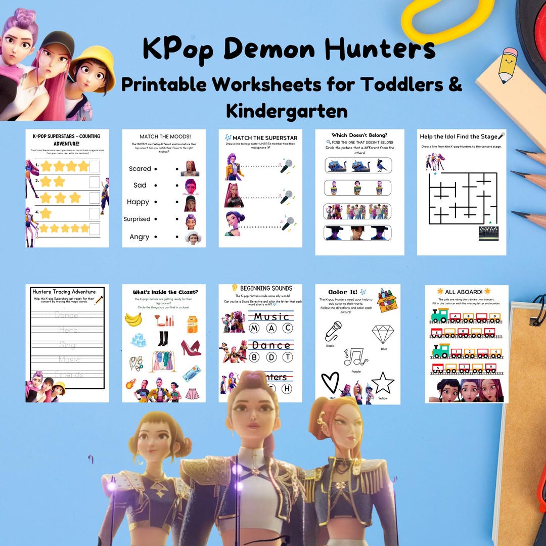 KPOP Demon Hunter Printable Kindergarten Preschool Worksheets ...