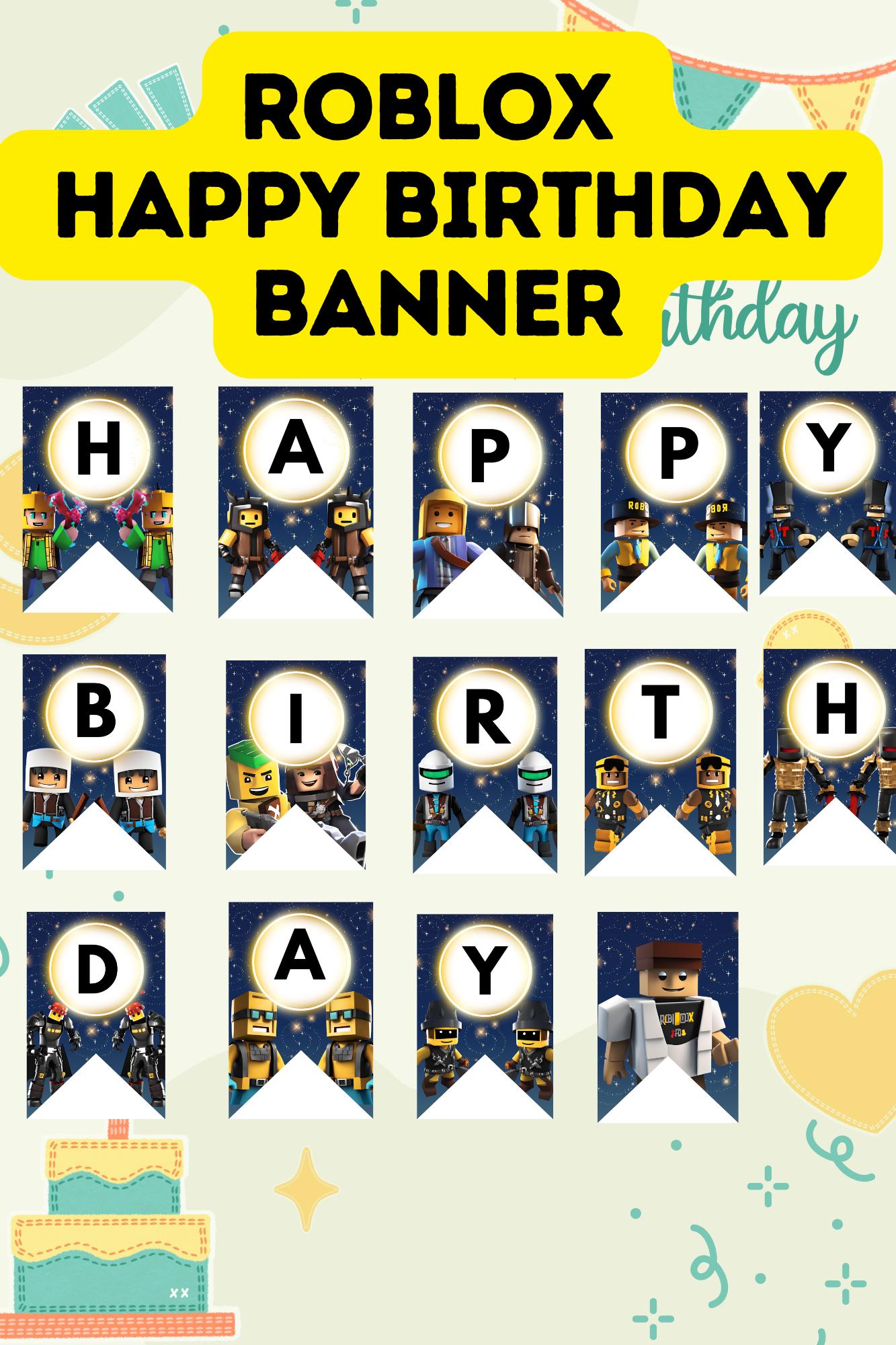 Editable Roblox Happy Birthday Banner Printable Banner Instant Download ...