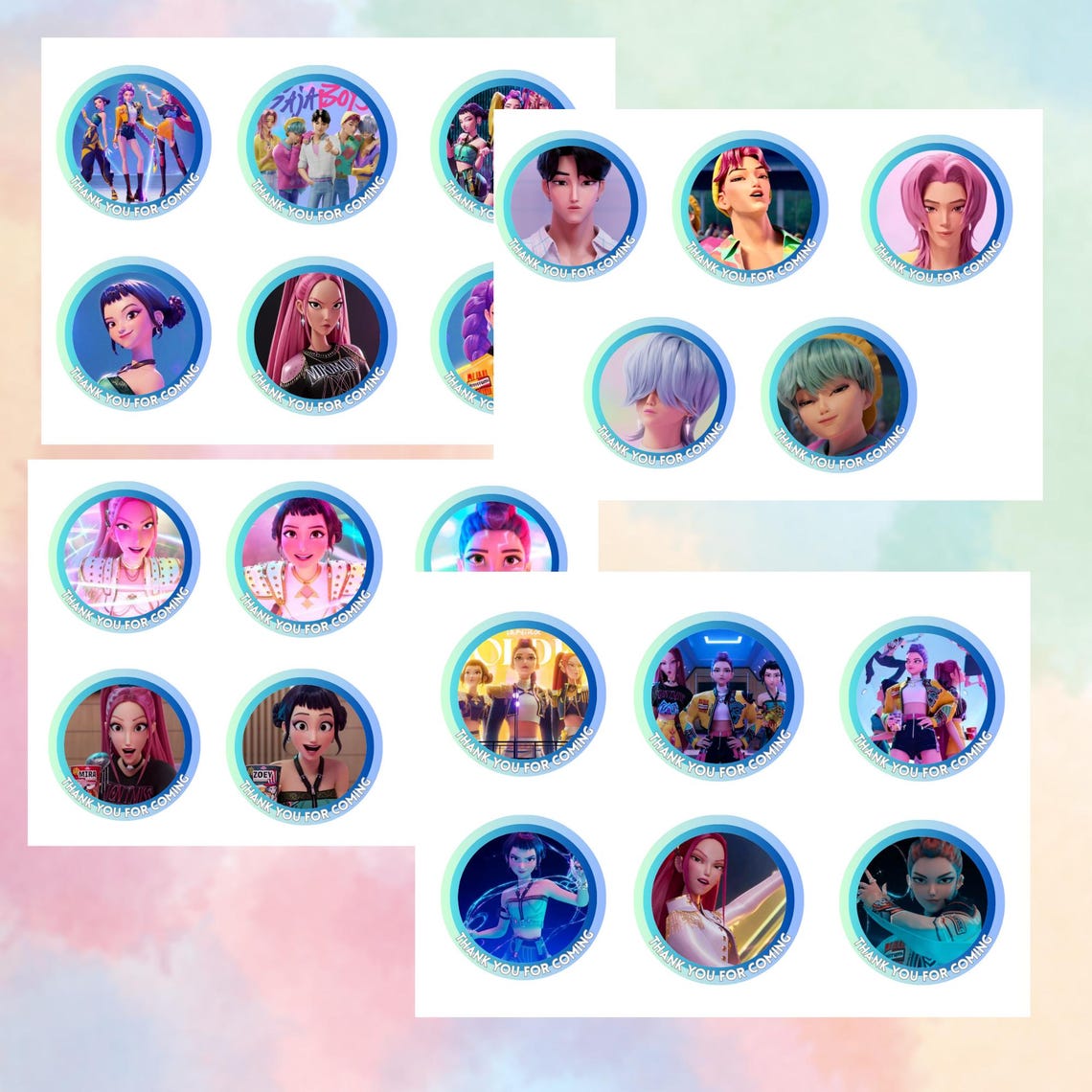 Kpop Demon Hunters | Personalize Thank You Stickers Birthday | Digital ...