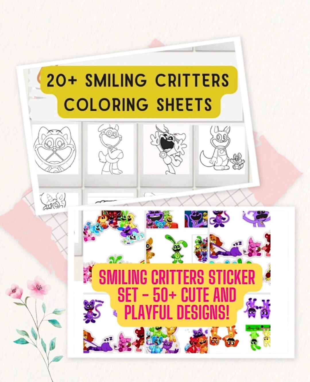 Bundle of Smiling Critters Sticker 50 Cute & Playful Designs 20 ...