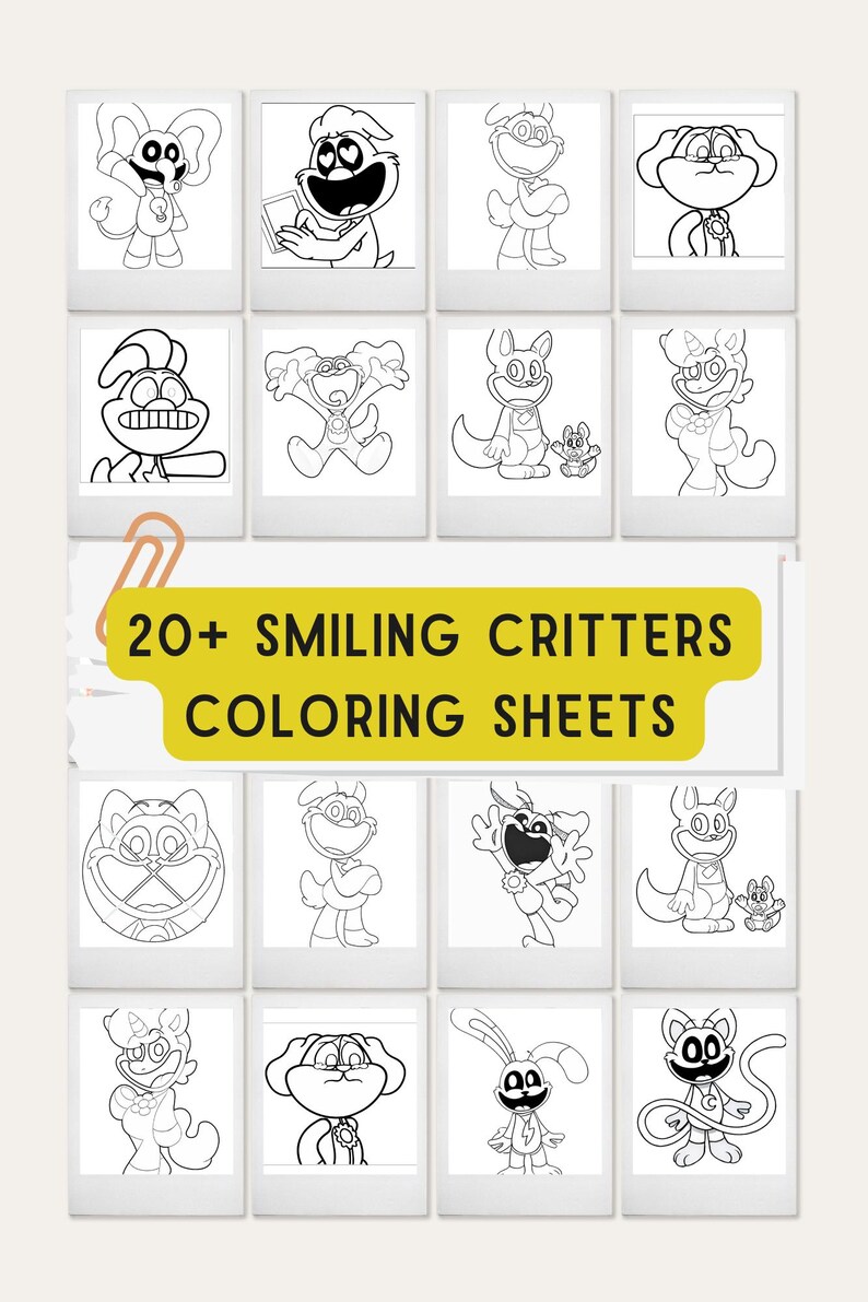 Bundle of Smiling Critters Sticker 50 Cute & Playful Designs 20 ...