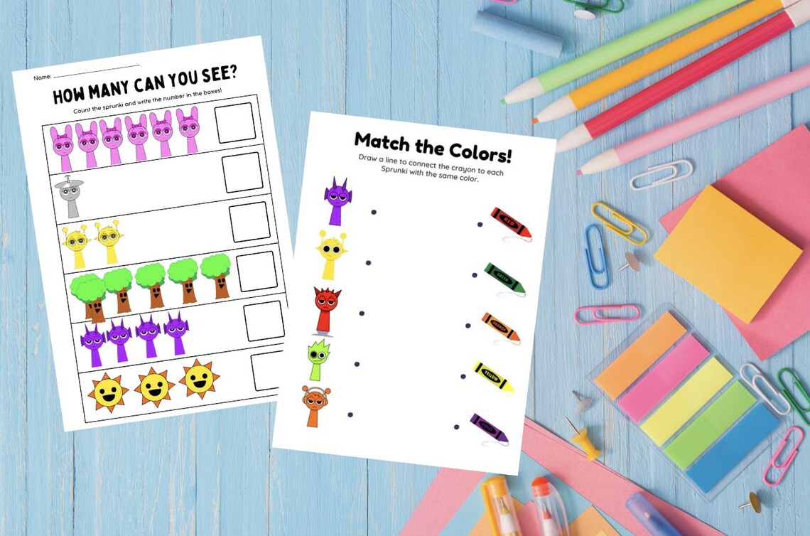 Sprunki Themed Printable Worksheets, Kindergarten Preschool Activity ...