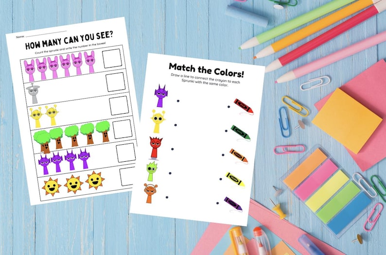 Sprunki Themed Printable Worksheets, Kindergarten Preschool Activity ...