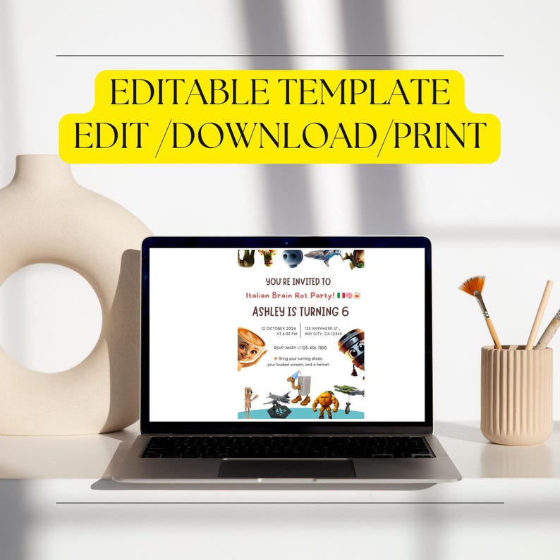 Italian Brain Rot Birthday Invitation Template | Fun, Chaotic Party ...