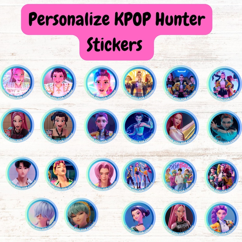Kpop Demon Hunters | Personalize Thank You Stickers Birthday | Digital ...