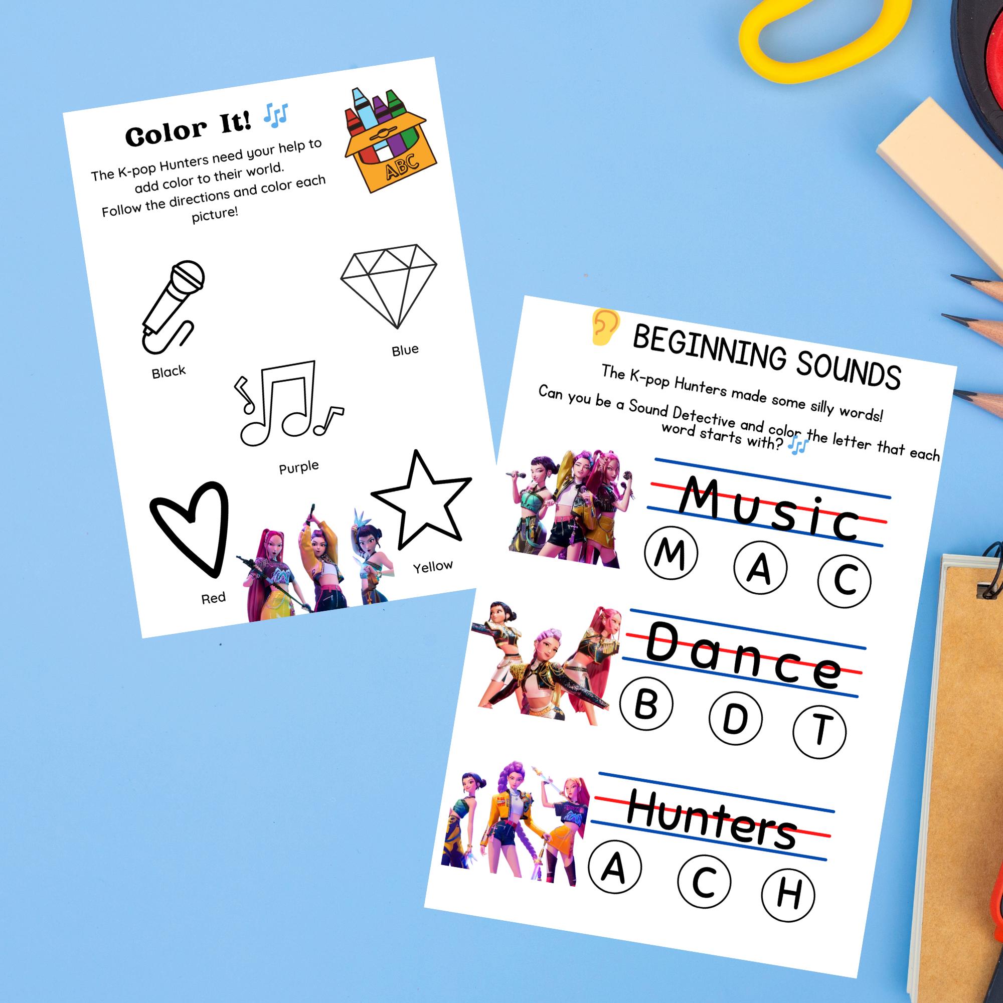KPOP Demon Hunter Printable Kindergarten Preschool Worksheets ...