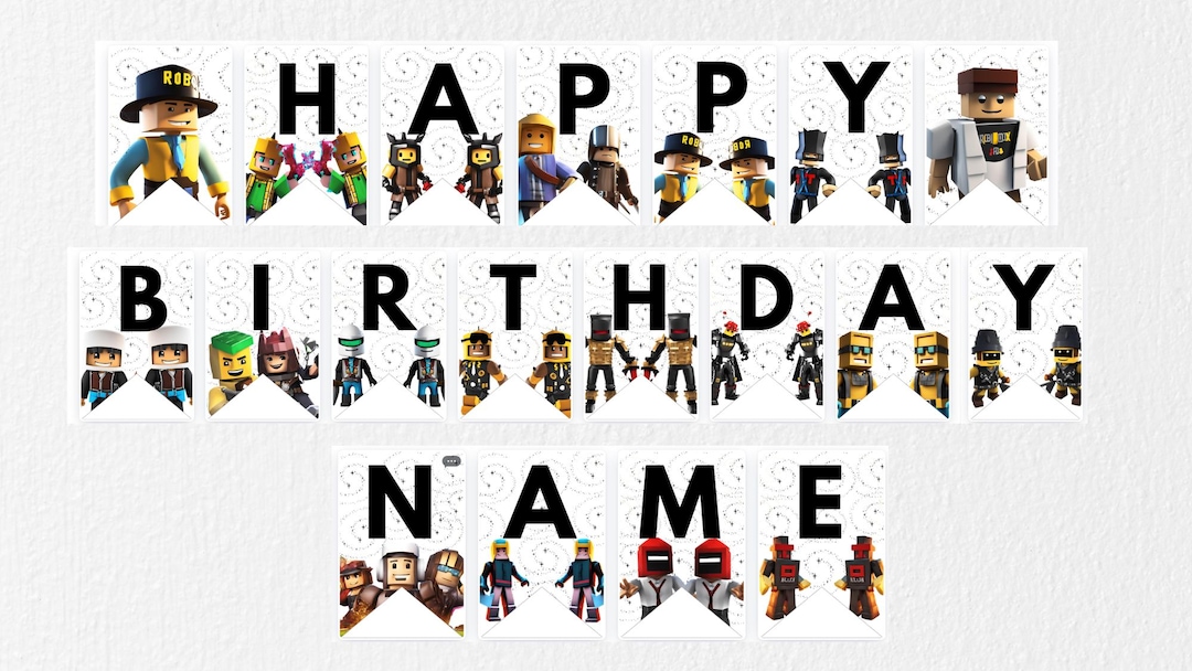 Roblox Printable Happy Birthday Banner | Customizable DIY Birthday ...